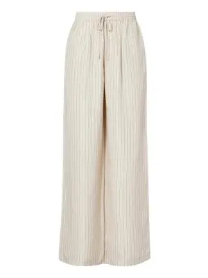RÓHE Striped Silk Wide-leg Pants - Beige