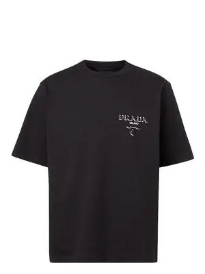 Prada Logo Cotton Jersey T-shirt - Black