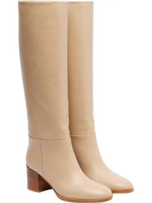 GIANVITO ROSSI Santiago 60 Leather Knee-high Boots - Beige