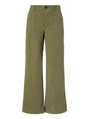 NILI LOTAN Leon Mid-rise Wide-leg Twill Pants - Green