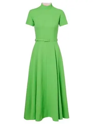 EMILIA WICKSTEAD Camilla Belted Wool Midi Dress - Green