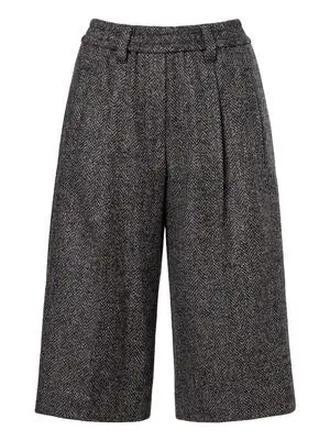Brunello Cucinelli Herringbone Wool-blend Shorts - Grey