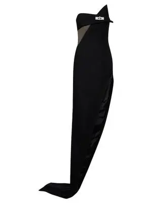 David Koma Cutout Asymmetric Wool-blend Gown - Black