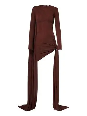 THE NEW ARRIVALS ILKYAZ OZEL Venus Draped Mini Dress - Brown