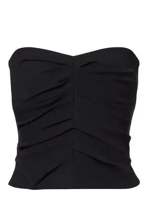 THE SEI Ruched Crêpe Tube Top - Black