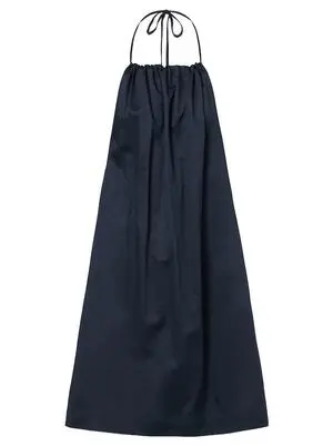 LESET Yoko Gathered Cotton Minidress - Blue