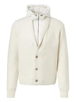Herno Ribbed-knit Wool Cardigan - White
