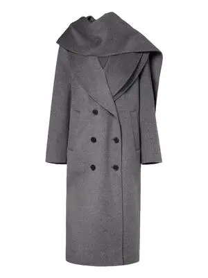RÓHE Scarf-detail Wool And Cashmere Coat - Grey