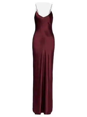 NILI LOTAN Cami Silk Charmeuse Gown - Burgundy