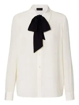 NILI LOTAN Hanford Scarf-detail Silk Shirt - White