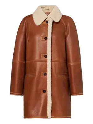 Isabel Marant Berthie Shearling-trimmed Leather Coat - Brown