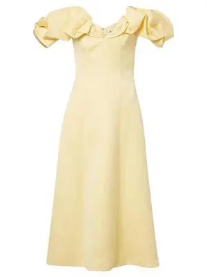 LEO LIN Annie Ruffled Off-shoulder Midi Dress - Yellow