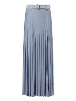 Burberry Belted Pleated Maxi Skirt - Blue