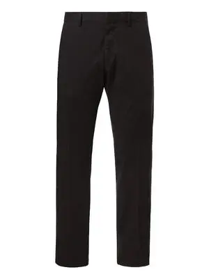 Zegna Cotton-blend Slim Trousers - Black