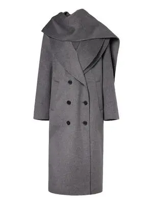 RÓHE Scarf-detail Double-breasted Wool And Cashmere Coat - Grey