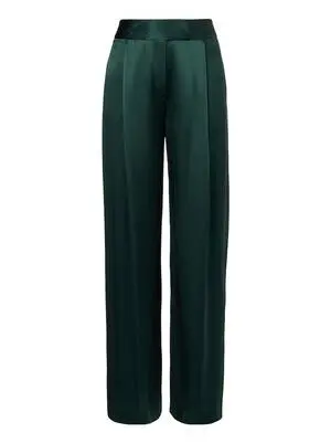 THE SEI Silk Satin Wide-leg Trousers - Green
