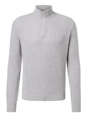 Canali Waffle-knit Wool And Cashmere Sweater - Grey