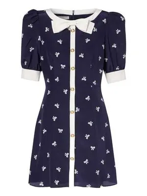Alessandra Rich Bow-detail Polka-dot Minidress - Blue