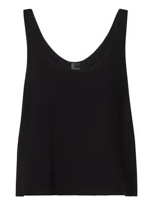 LESET Ari Cropped Crepe Tank Top - Black