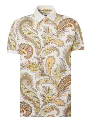Etro Paisley Cotton Pique Polo Shirt Multicoloured
