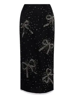 Carolina Herrera Embellished Sheer Midi Skirt - Black