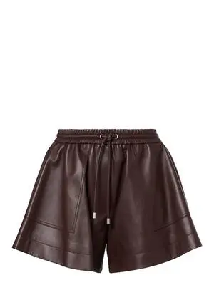 Loewe Leather Drawstring Shorts - Brown