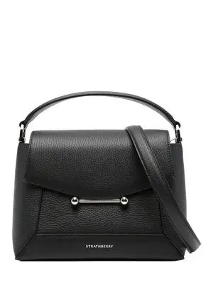 Strathberry Mosaic Top Handle Bag Black Silver Hardware