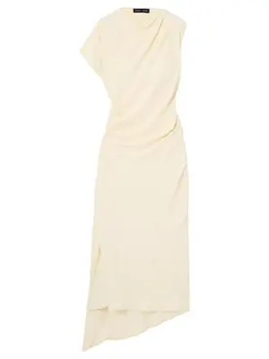 Proenza Schouler Hallie Draped Ruched Twill Midi Dress - Yellow