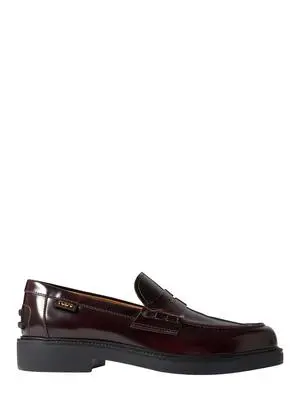 TOD'S Glossed-Leather Loafers Dark Brown