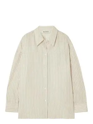 RÓHE Oversized Striped Silk Shirt - Cream