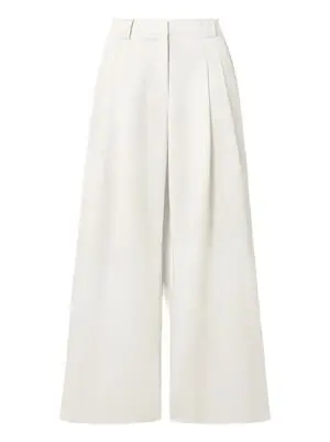 ST. AGNI Pleated Wool-blend Twill Wide-leg Pants - Neutrals