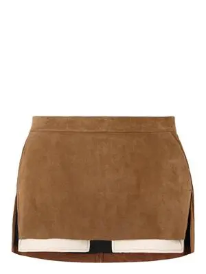 Rick Owens Fog Layered Suede Mini Skirt - Brown