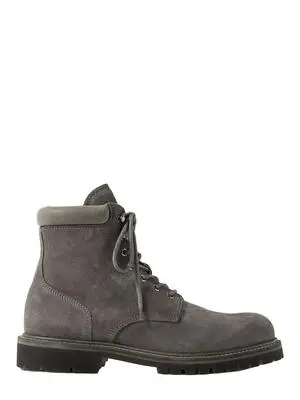 Officine Creative Boss 002 Leather-trimmed Suede Boots - Gray