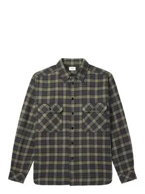 SAINT LAURENT SAINT LAURENT - Checked Wool-Gauze Overshirt - Men - Green - 39