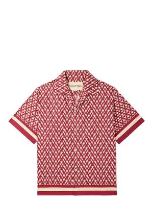 Valentino Garavani Camp-collar Printed Cotton-twill Shirt - Red
