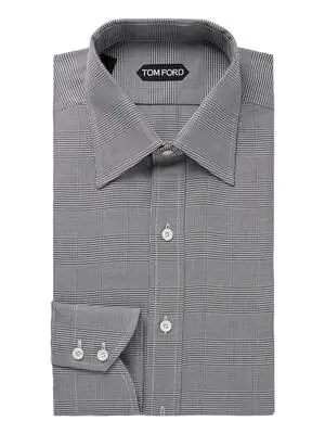 TOM FORD Prince Of Wales Checked Cotton-poplin Shirt - Gray
