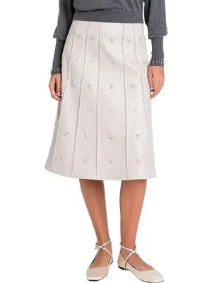 TWINSET A-line Embellished Skirt - White