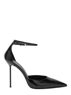 Paris Texas Pointed Toe Stiletto Pumps With Ankle Strap - Black