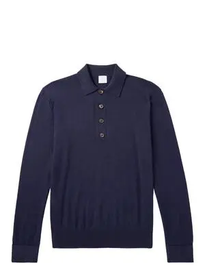 Eleventy Eleventy - Slim-Fit Cotton And Cashmere-Blend Polo Shirt - Men - Blue - M Blue