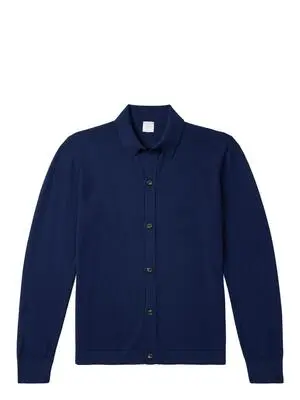 Eleventy Slim-fit Wool Cardigan - Blue