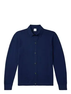 Eleventy Slim-Fit Wool Cardigan Navy