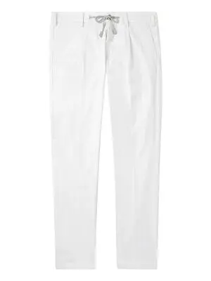 Eleventy Straight-leg Cotton-blend Twill Trousers - White