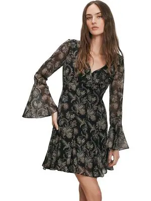 Veronica Beard Adrienne Silk Mini Dress - Black Multi