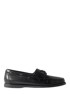 MORJAS Full-grain Leather Boat Shoes - Black
