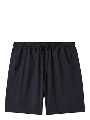 SAMAN AMEL Straight-leg Wool Drawstring Shorts - Blue