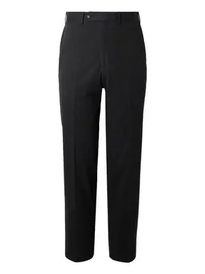 SAMAN AMEL Straight-leg Cotton-blend Trousers - Black