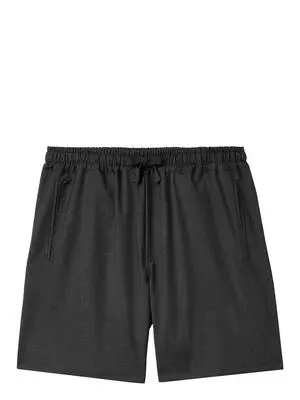 SAMAN AMEL Straight-leg Wool Drawstring Shorts - Gray