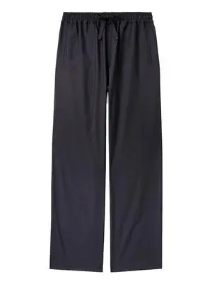 SAMAN AMEL Straight-leg Wool Trousers - Blue