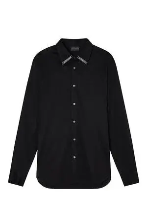 Emporio Armani Asv Lyocell-blend Jersey Shirt - Black
