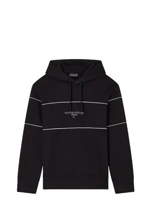 Emporio Armani Double Jersey Hooded Sweatshirt With 3d-effect Logo - Black